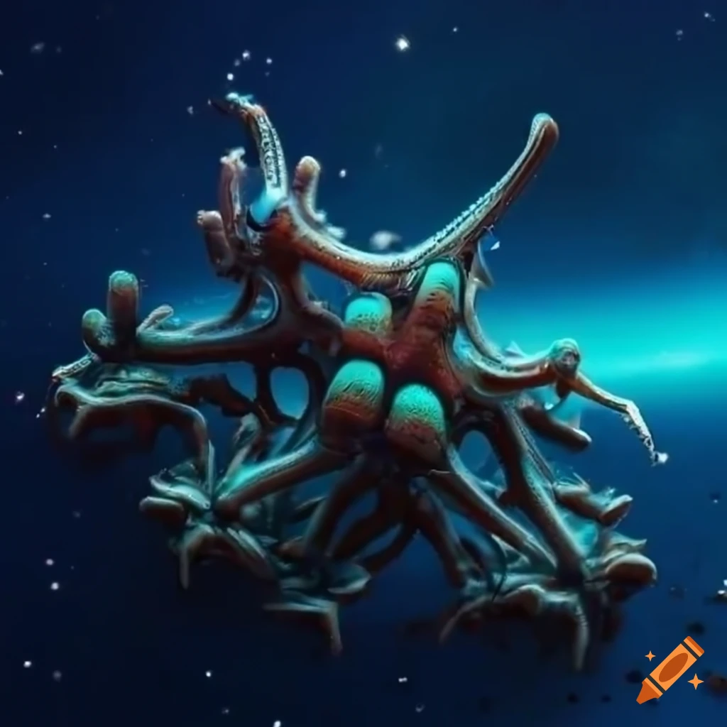 3d representation of a tripedal alien in space on Craiyon