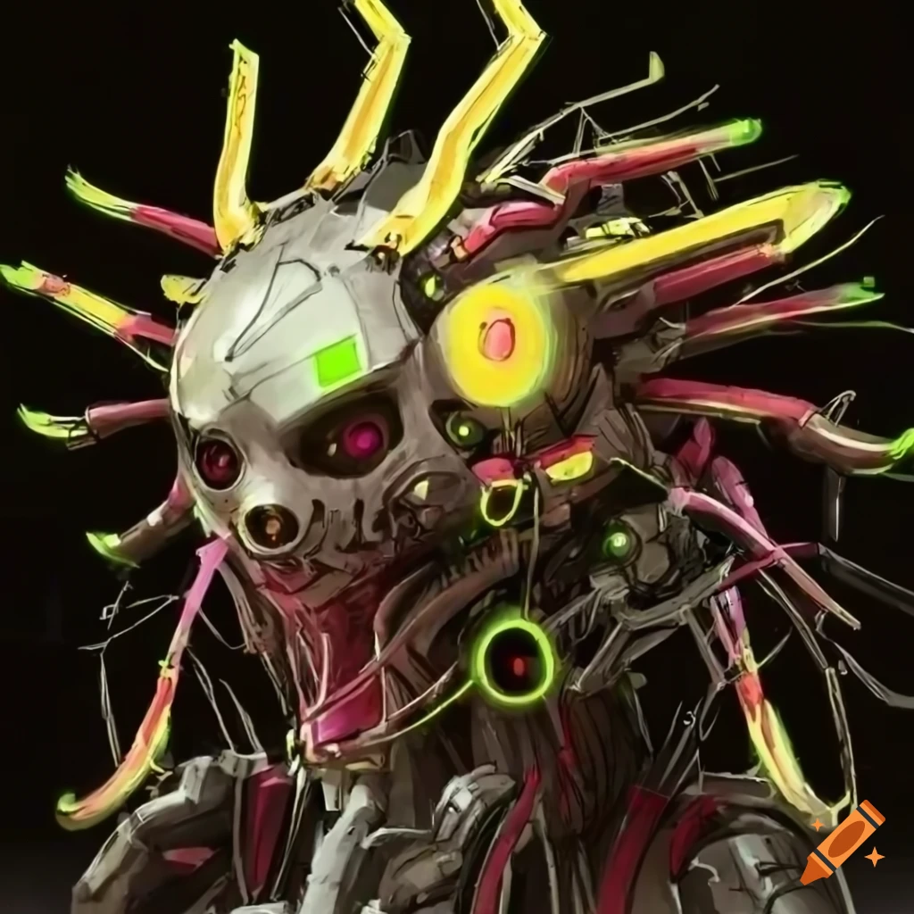 Nightmare cyberpunk machine concept art on Craiyon