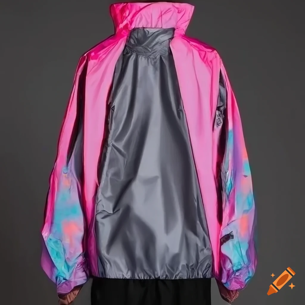 Neon streetwear windbreaker jacket by Raf Simons on Craiyon