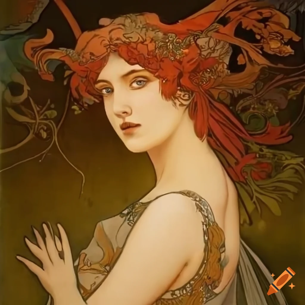 Mucha painting of artemis hunting on Craiyon