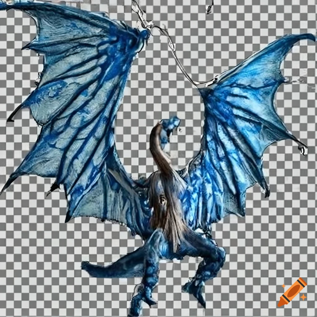 Blue dragon with open wings in a perfect circle on Craiyon