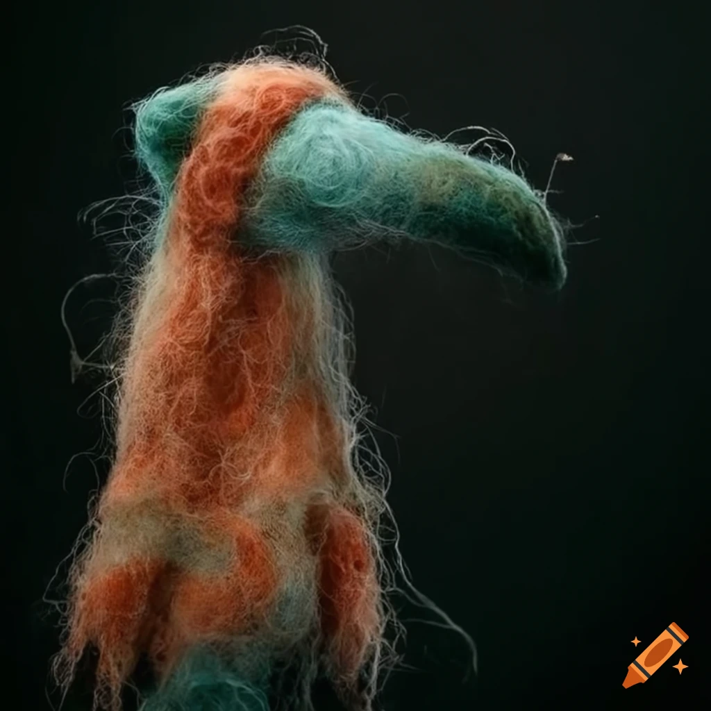 Adorable felted wool creatures with intricate clothing on Craiyon