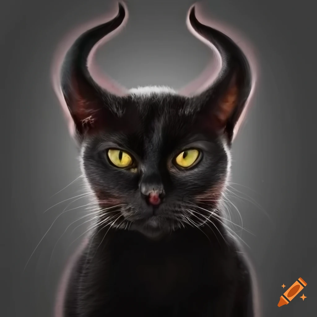 Image of a black cat with demon horns