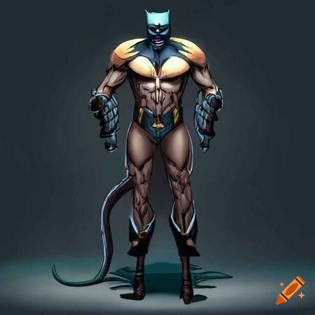 Creative art of a fusion between Batman, a mandrill, and an ostrich on Craiyon