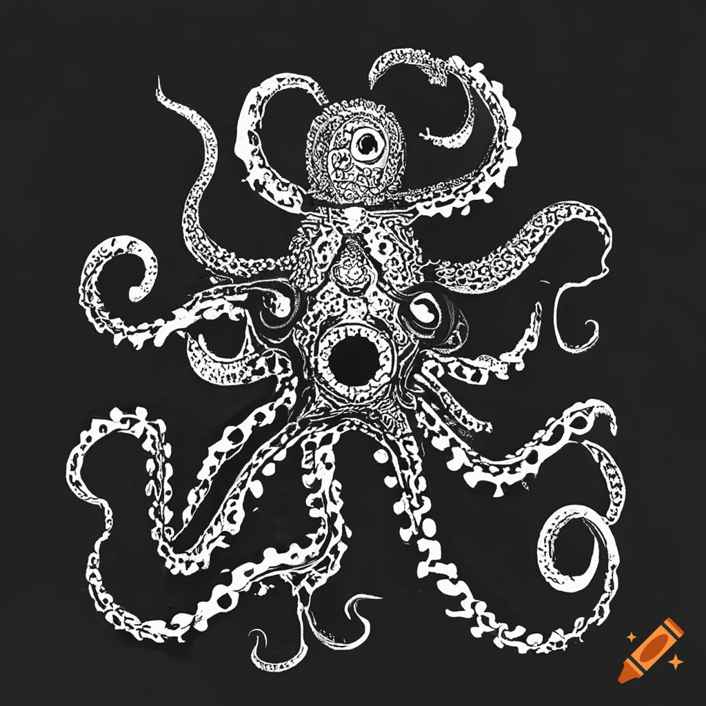 Berber tattoo style octopus made of film tape on Craiyon