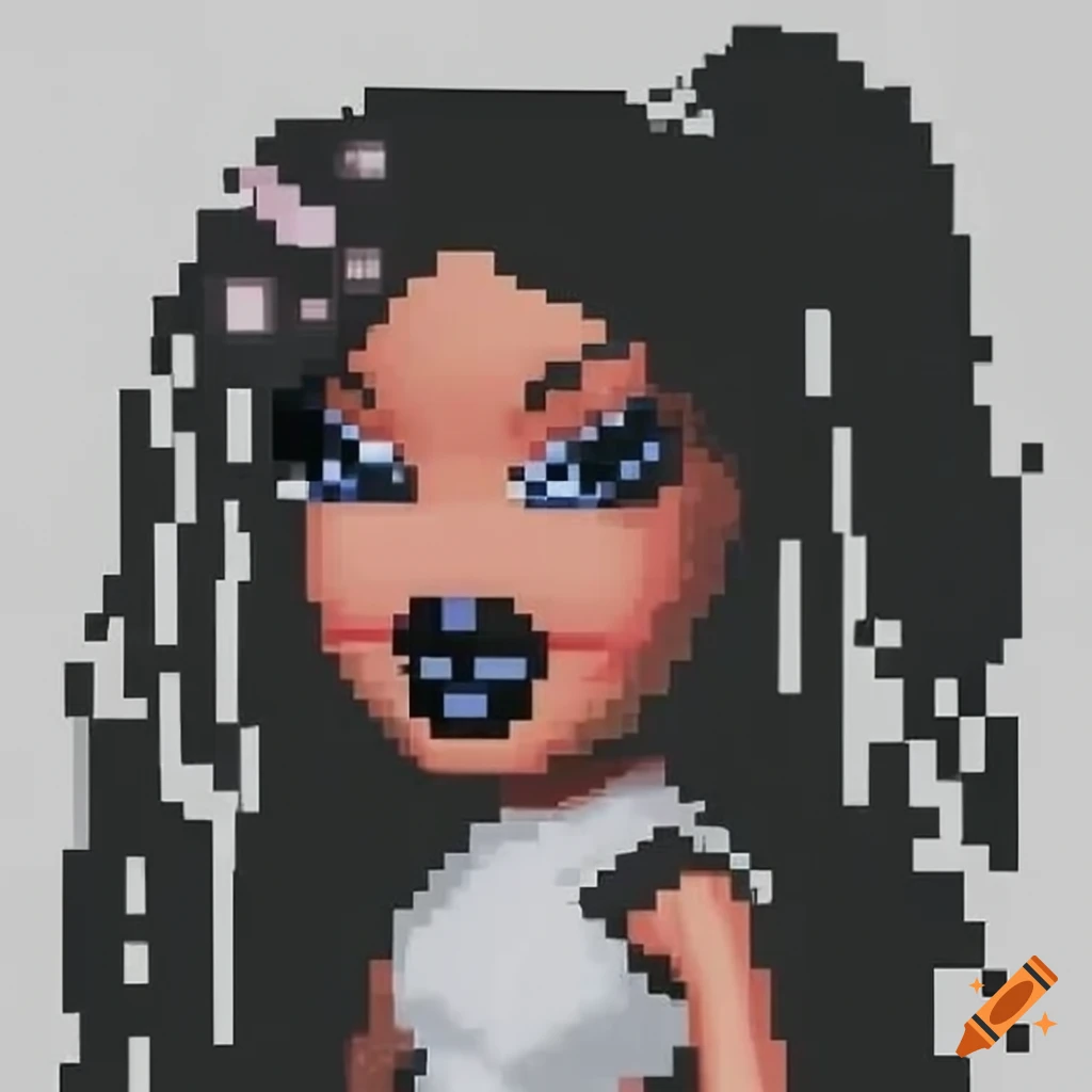 Black and white pixel art of Pixelchix Bratz dolls on Craiyon
