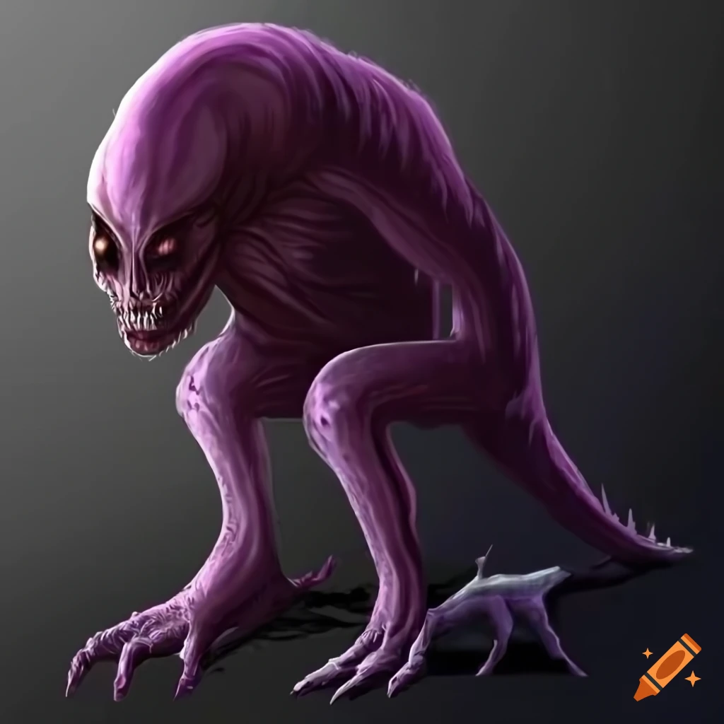 Creepy and otherworldly creature illustration on Craiyon