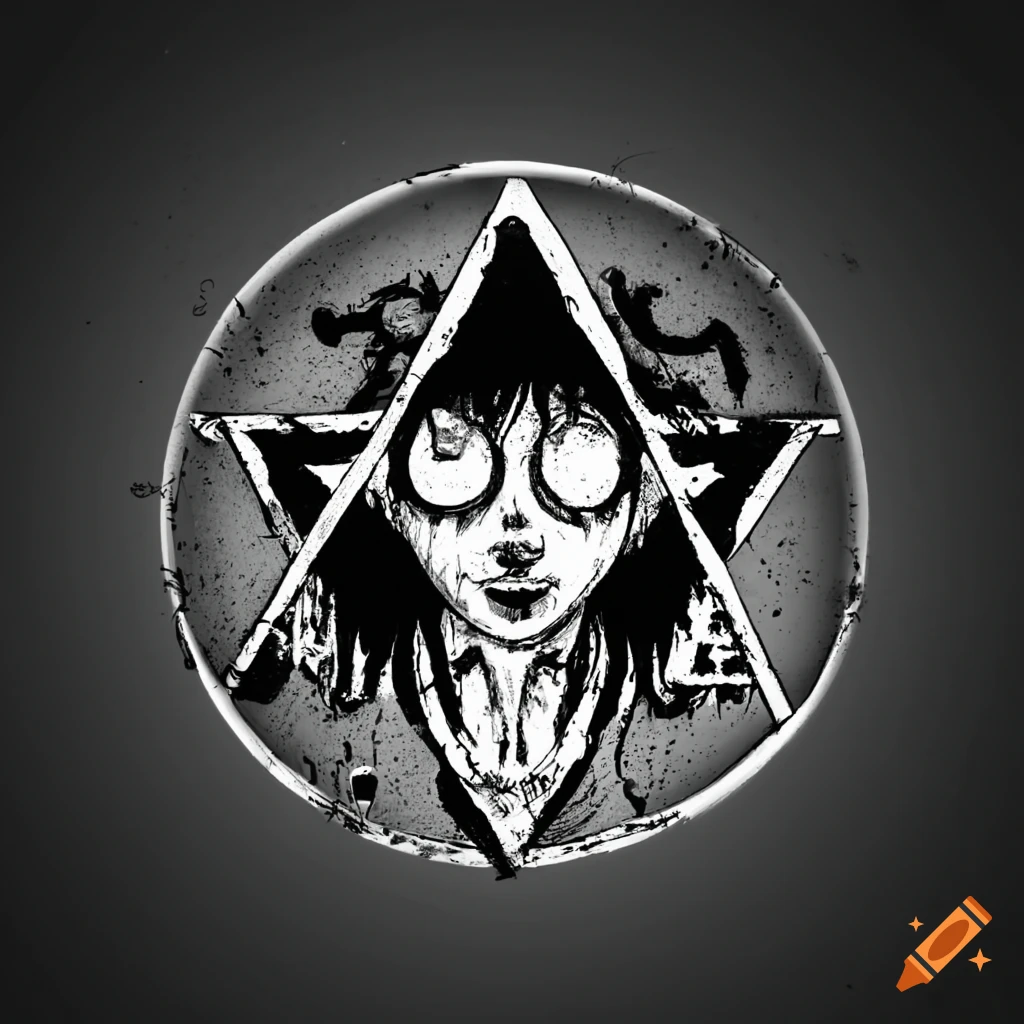 Logo design inspired by a Junji Ito character on Craiyon