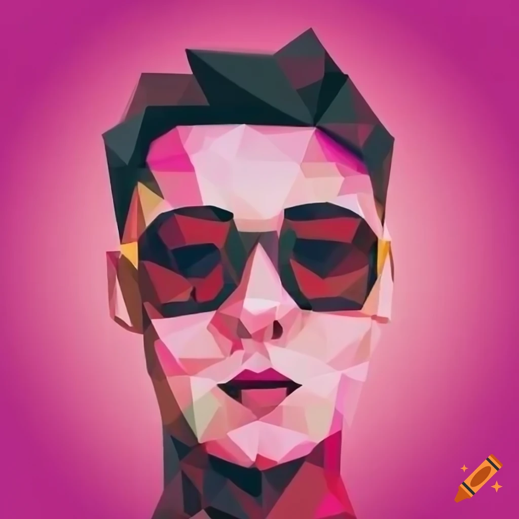 Polygon art portrait of a retro super villain on Craiyon