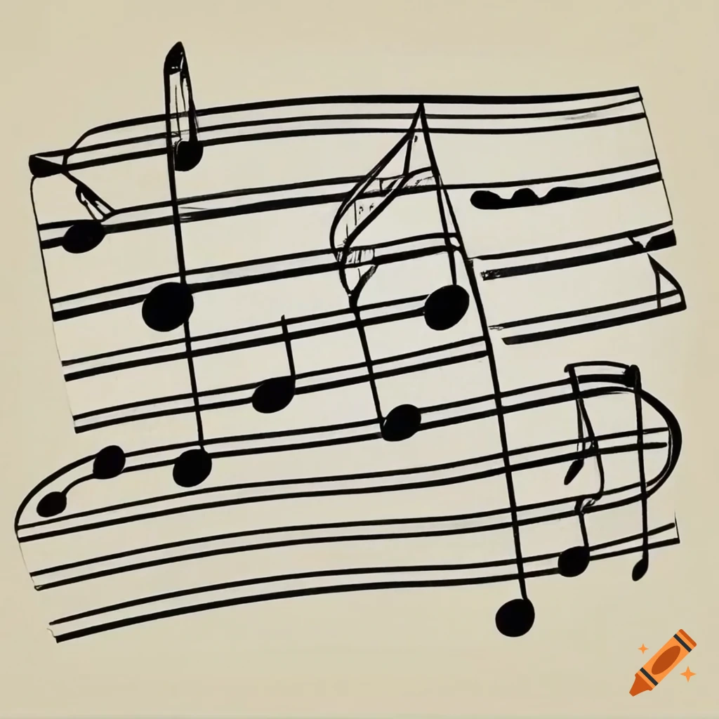 Abstract artwork of a twisted music sheet on Craiyon