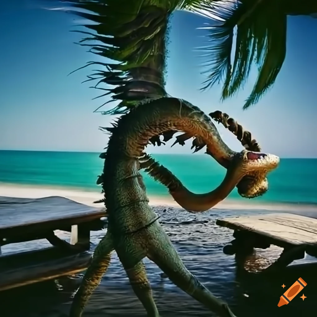 Sea monster enjoying a beach picnic