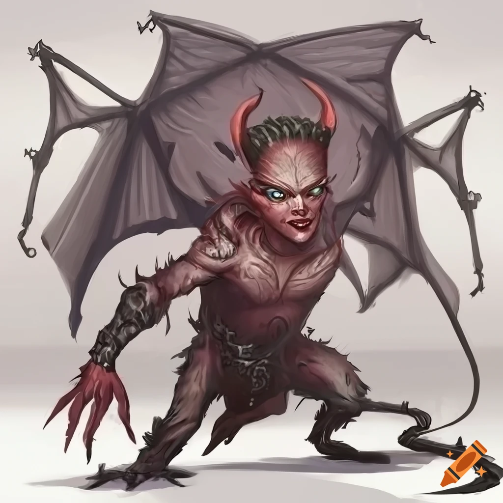 D&d artwork of a small devil with bat wings on Craiyon