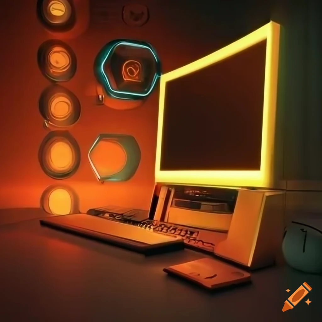 Futuristic cyber computer room with neon lights on Craiyon