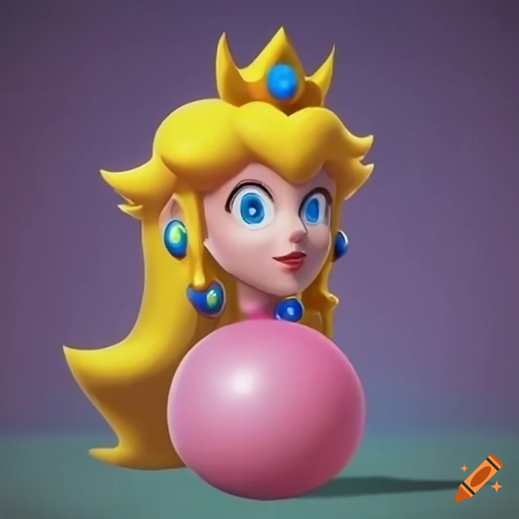 Princess peach inside a giant rubber ball
