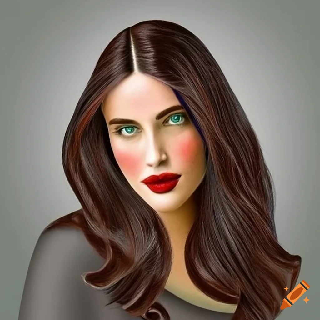 Portrait of leah, a captivating woman with flowing brunette hair on Craiyon