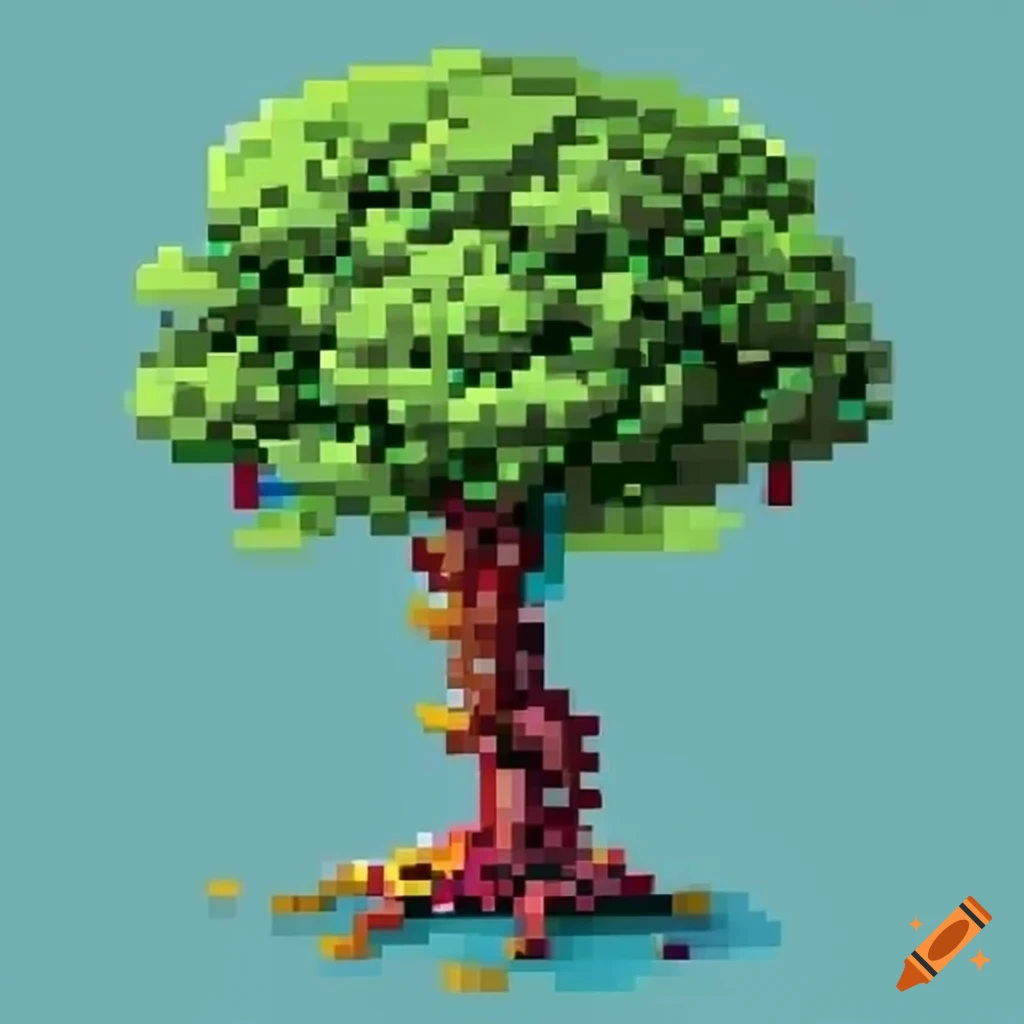 Pixel art of a tree on Craiyon