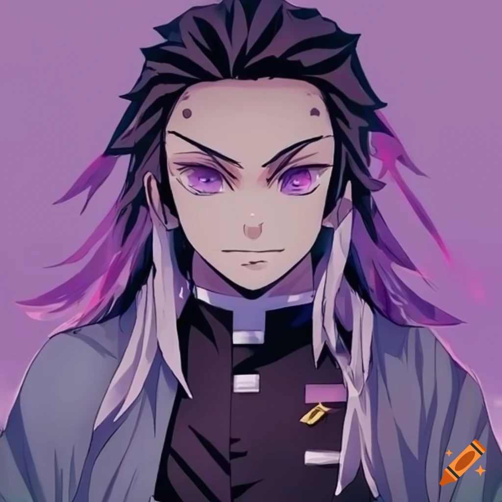 Artwork of a male demon slayer with long black hair on Craiyon