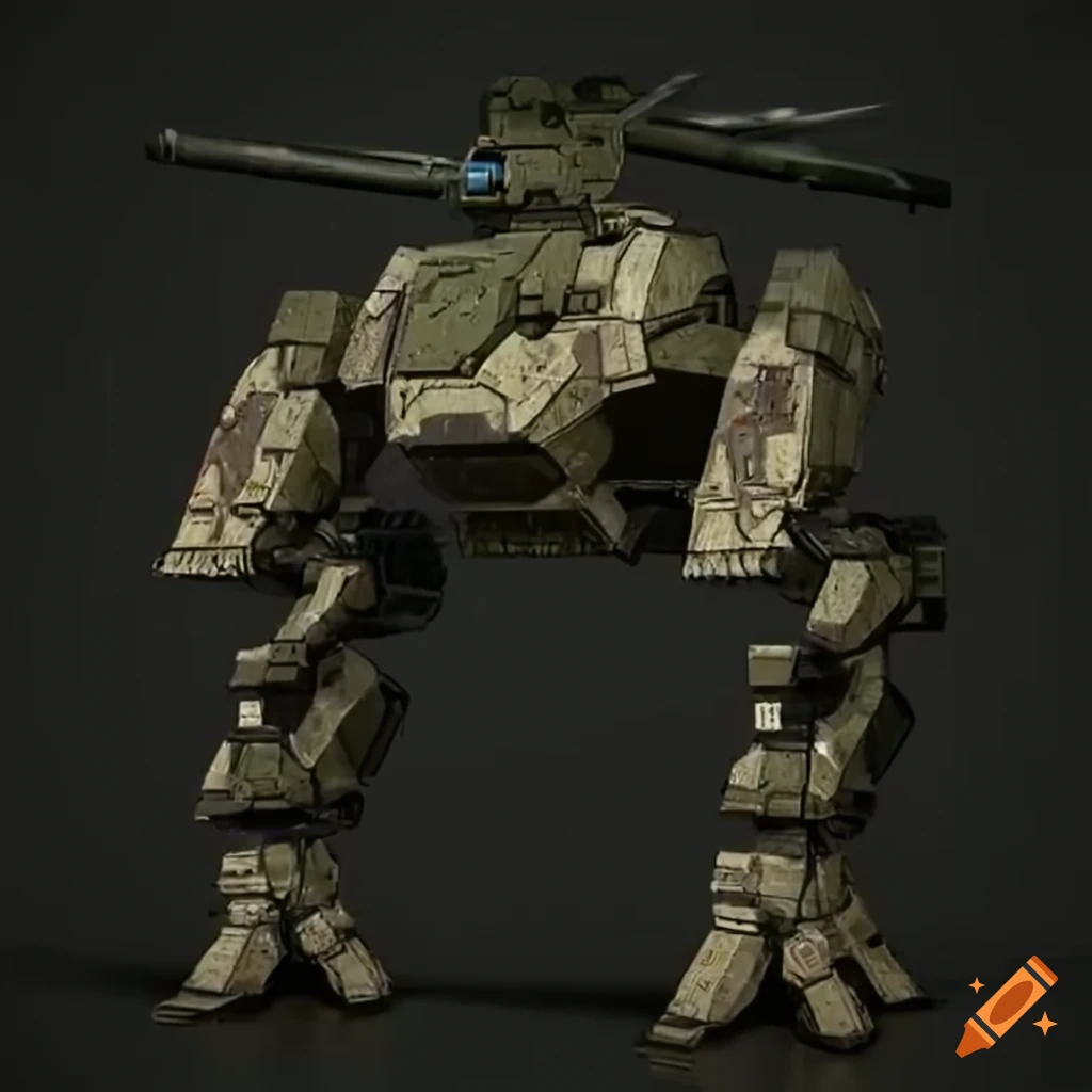 Camouflaged reconnaissance mech in a swamp on Craiyon