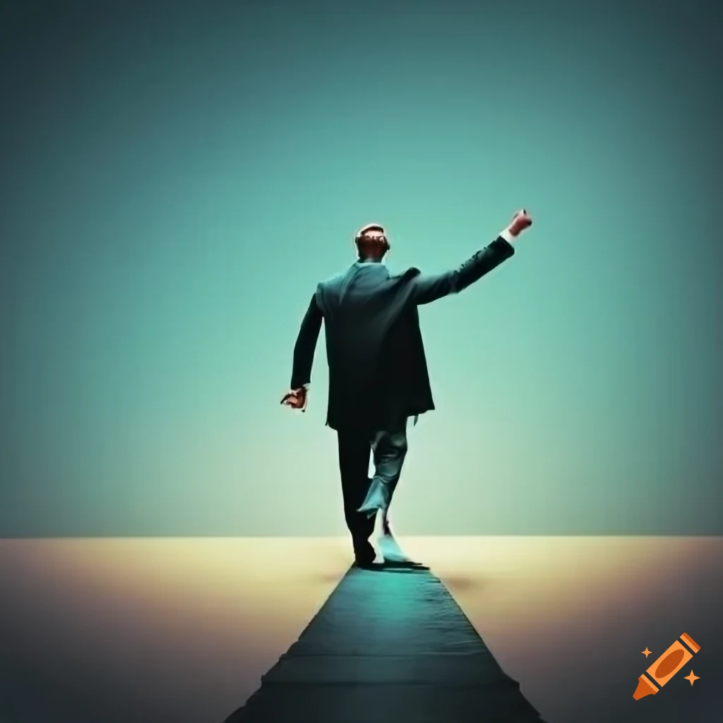 Photo of a person stepping towards success on Craiyon