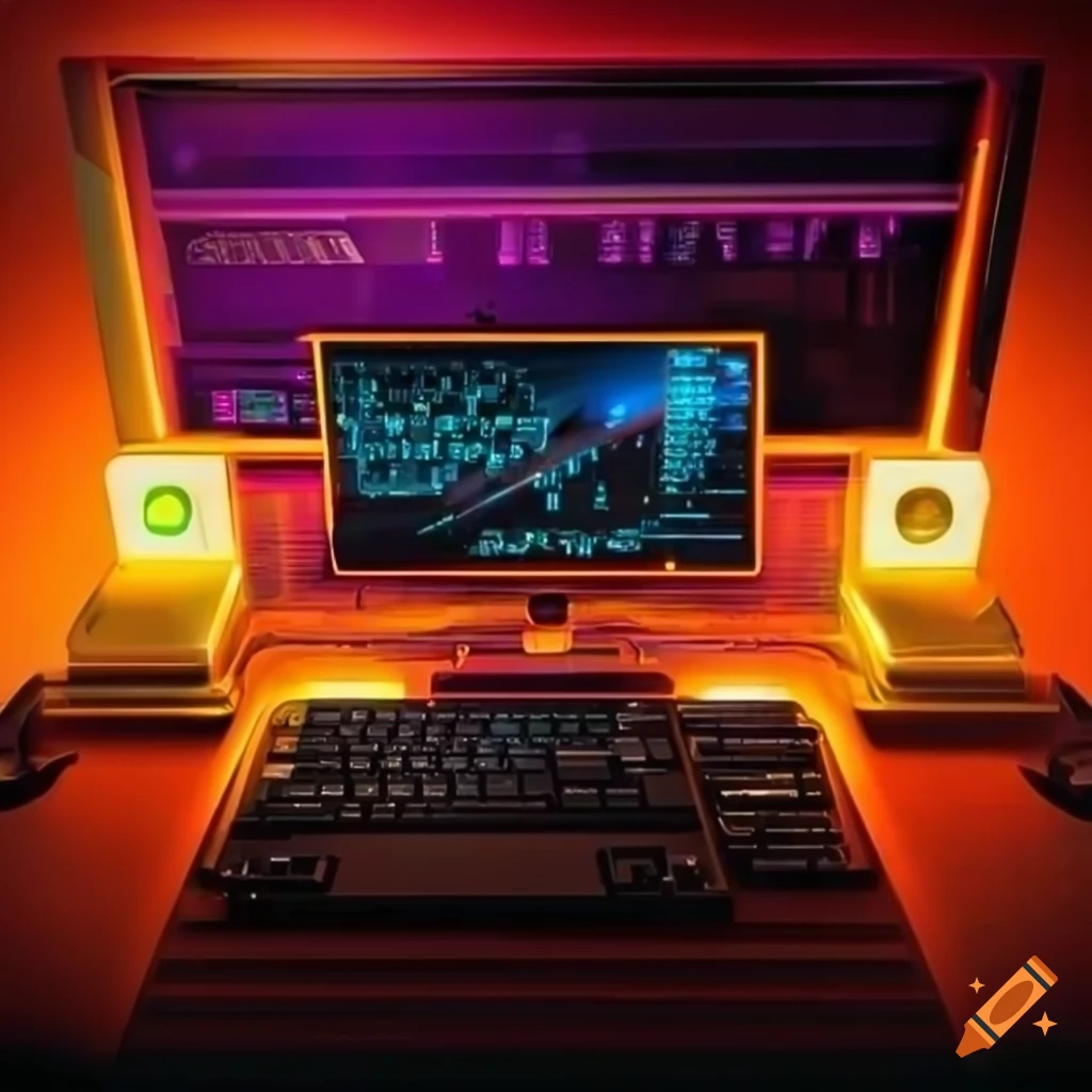 Futuristic cyber computer room with neon lights on Craiyon