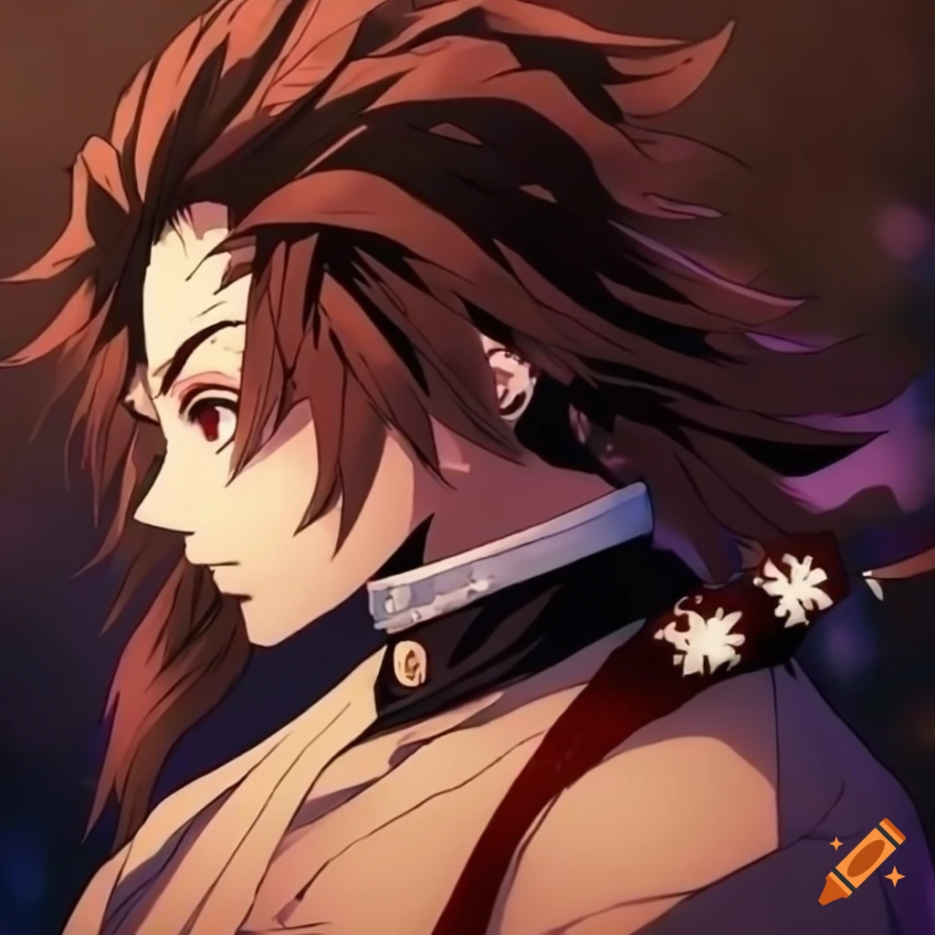 Male demon slayer with brown hair and yellow eyes on Craiyon