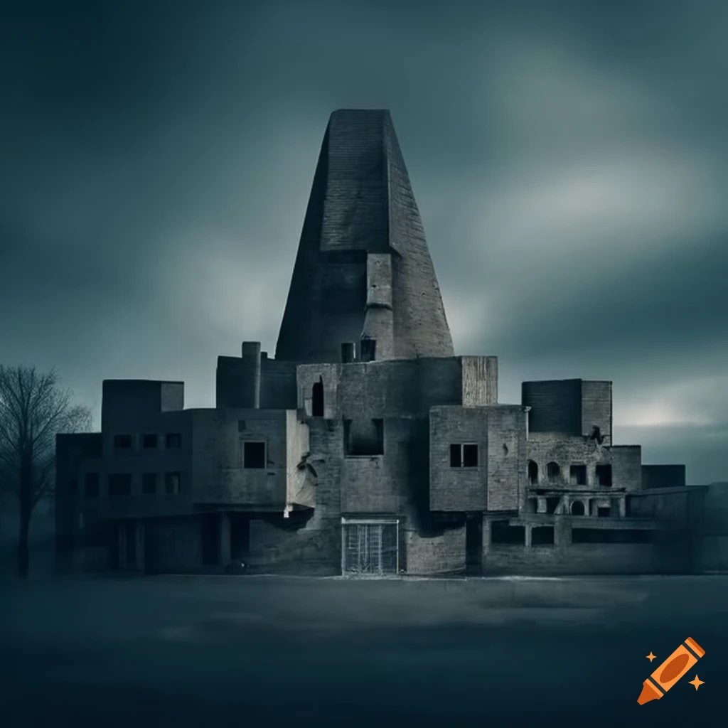 Brutalist castle in urban slums on Craiyon