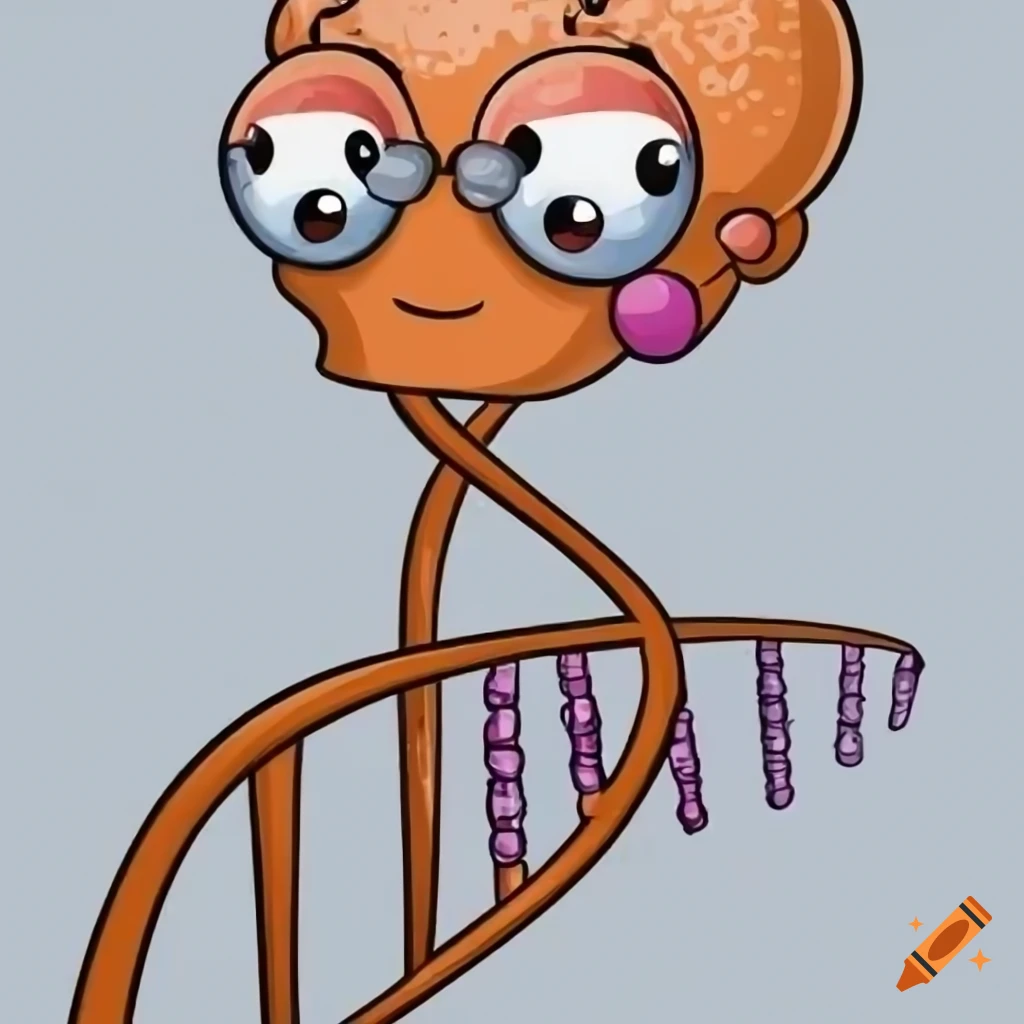 Cartoon illustration of a ribosome sitting on DNA on Craiyon