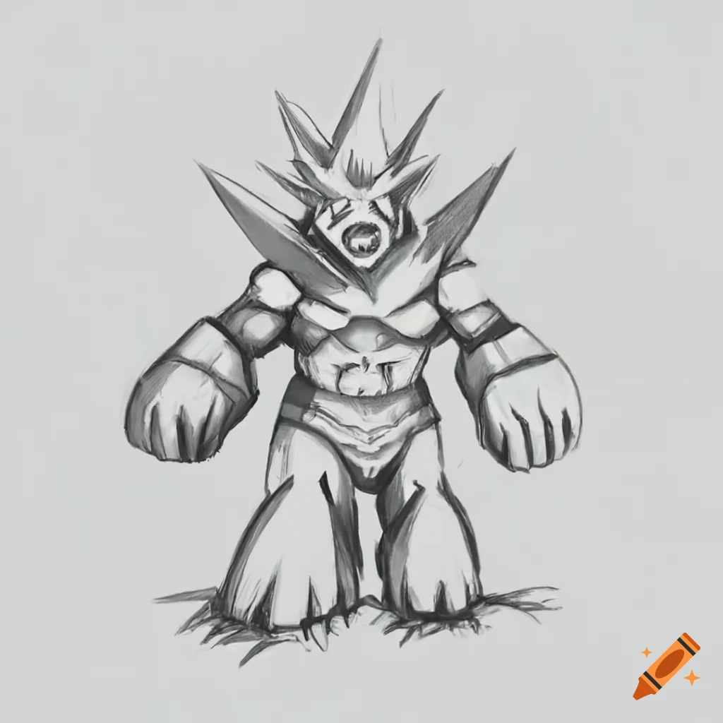 Anime illustration of a fusion between hitmonlee and leomon on Craiyon