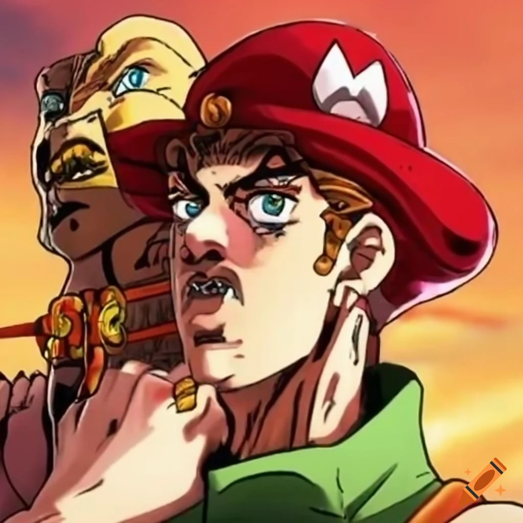 Illustration of mario and jojo's bizarre adventure characters together ...