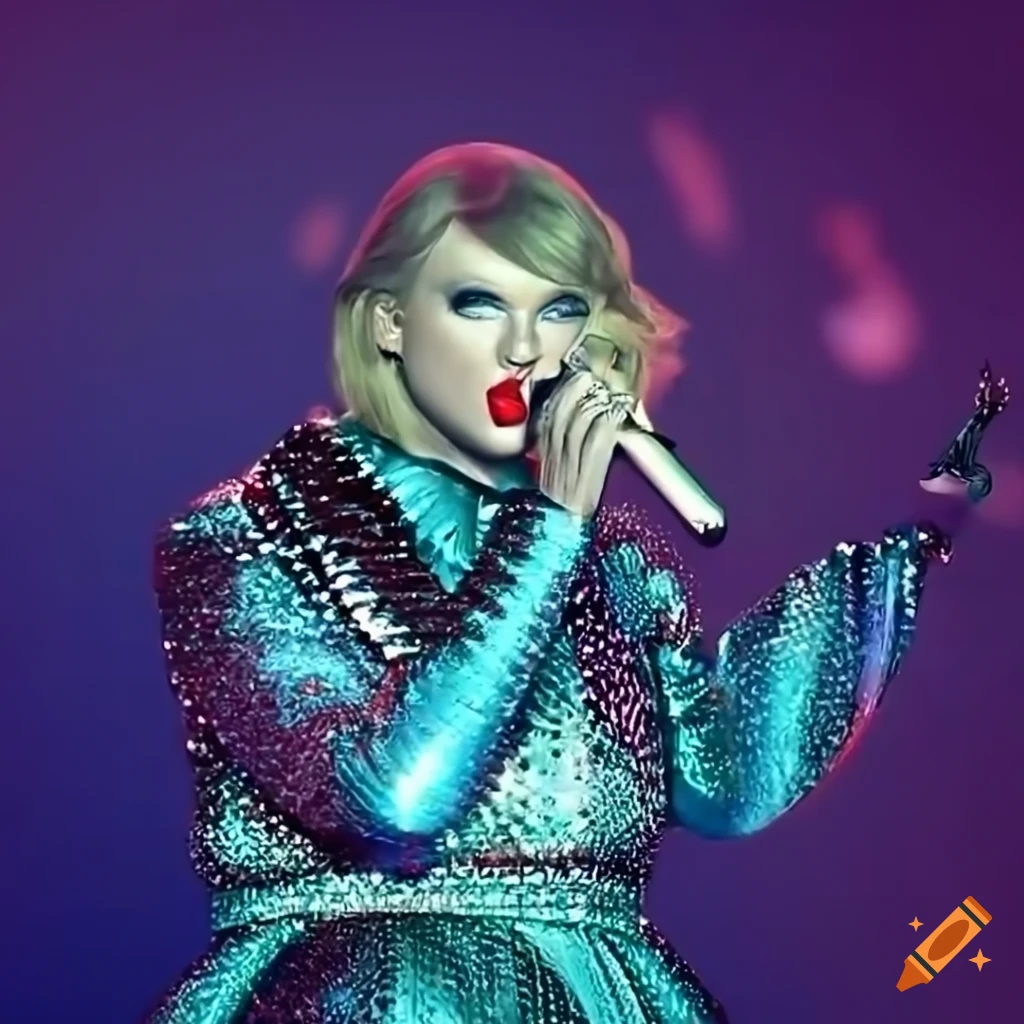 Satirical artwork of Taylor Swift in concert on Craiyon