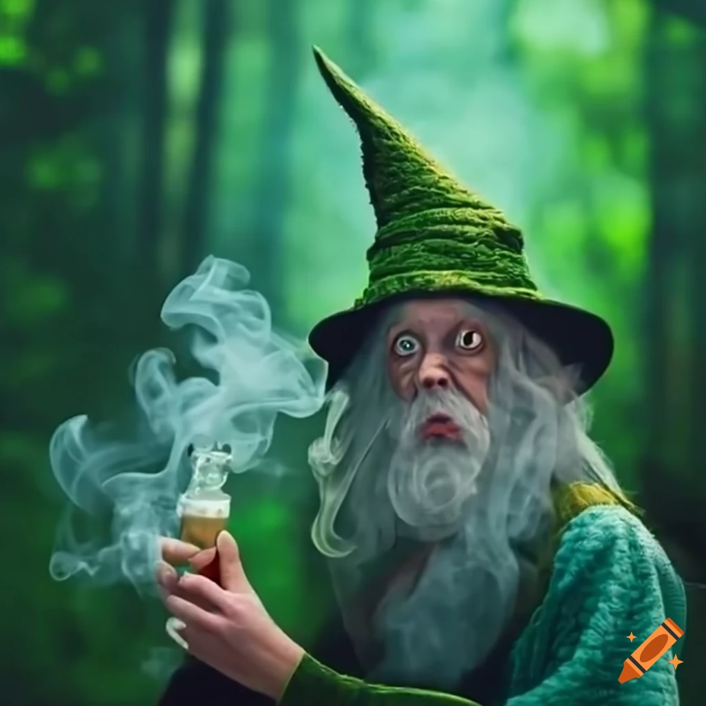 Wizard in a forest with smoke on Craiyon