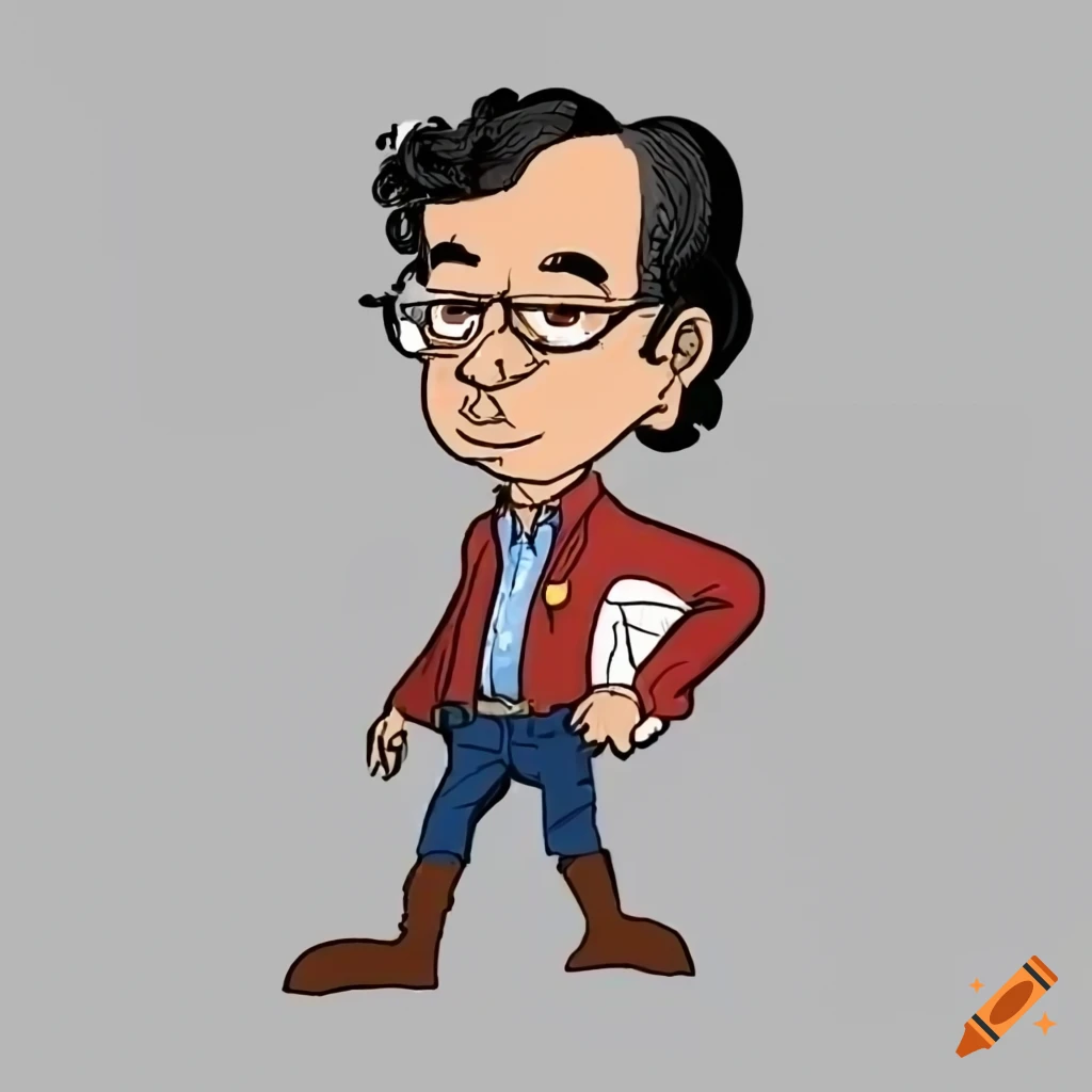 Cartoon caricature of Gustavo Petro Urrego on Craiyon