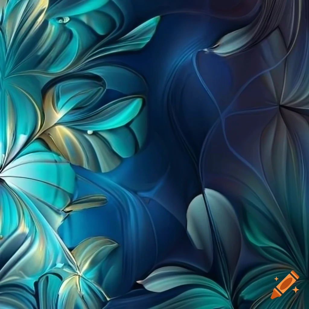 Silver abstract artwork with transparent leaves and flowers