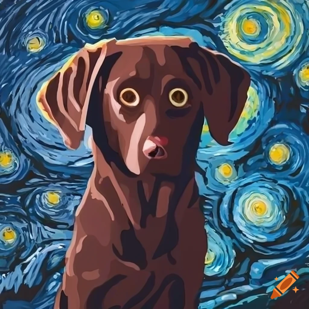 Chocolate lab under a starry night on Craiyon