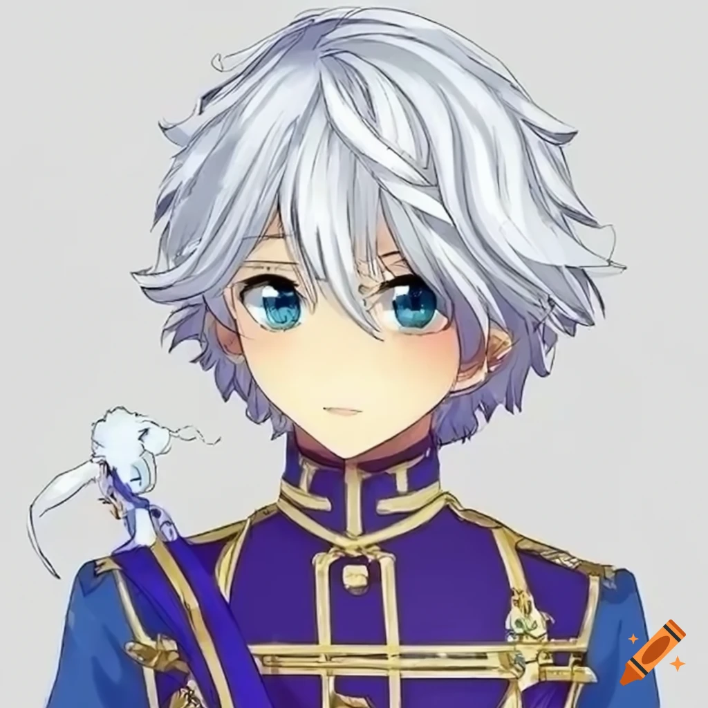 Anime child prince with white hair on Craiyon
