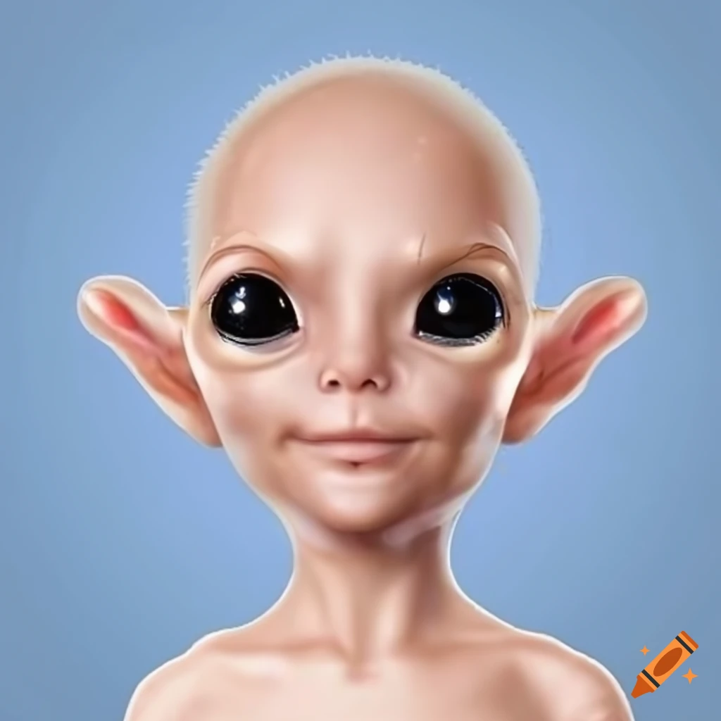 Cute alien baby with fluffy pastel hair on Craiyon