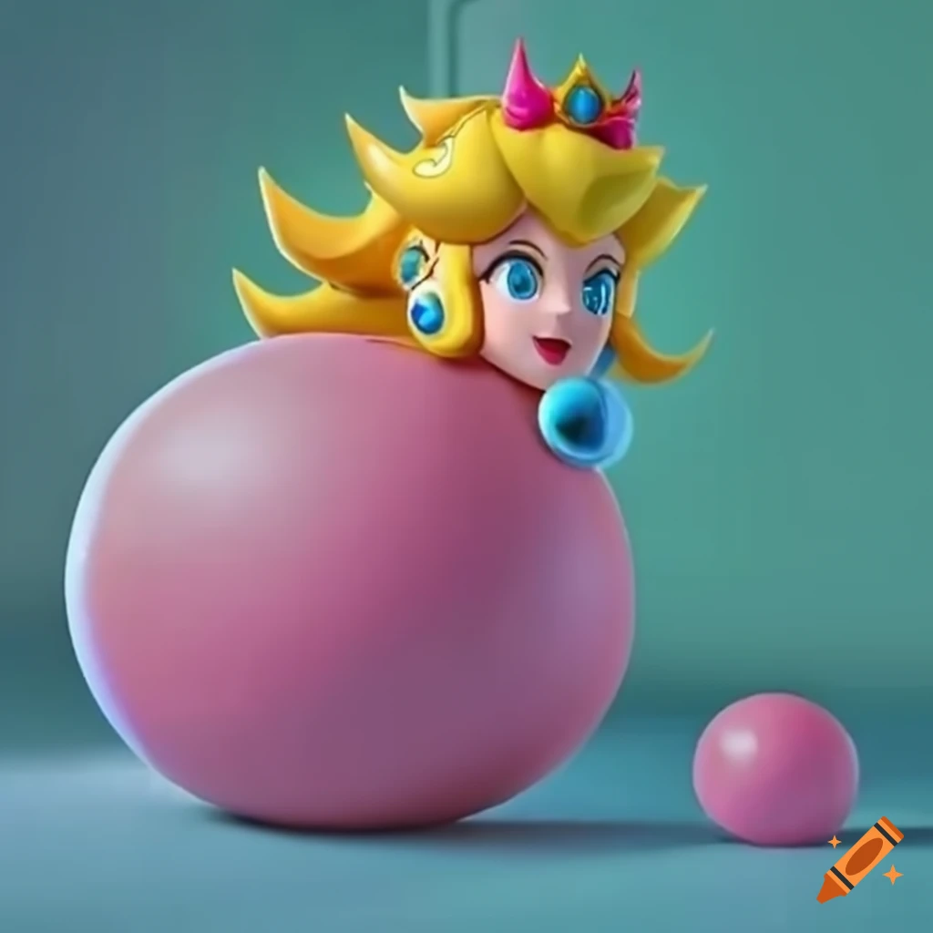 Princess peach inside a giant rubber ball on Craiyon
