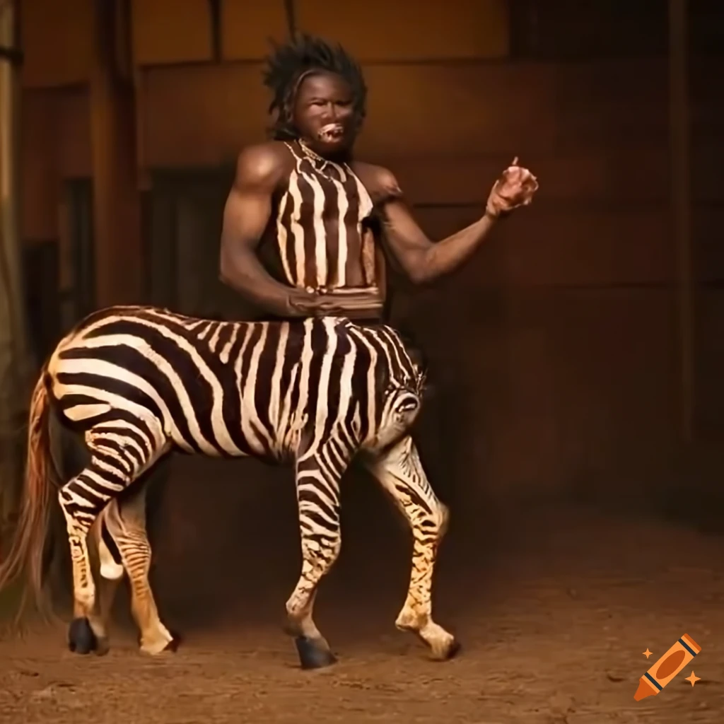 Close-up photo of a zebra-centaur with dreadlocks on Craiyon
