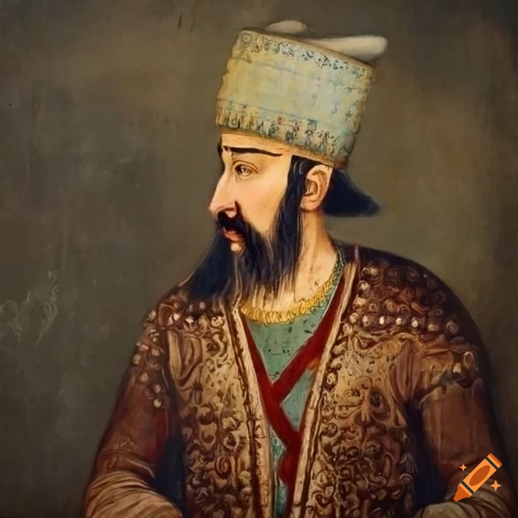 Painting of a turkic king in foggy weather on Craiyon