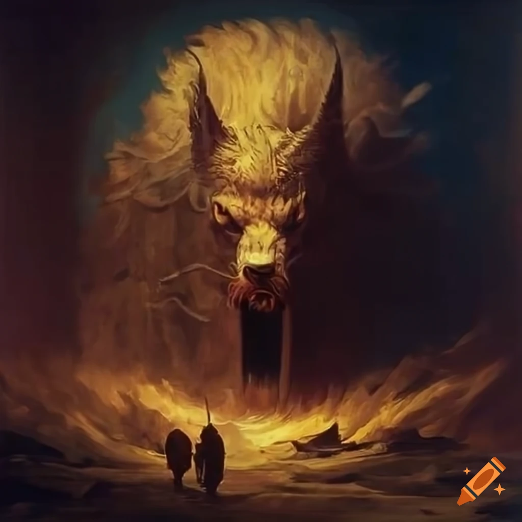 Painting of temple of fenrir the ferocious by beksinski on Craiyon