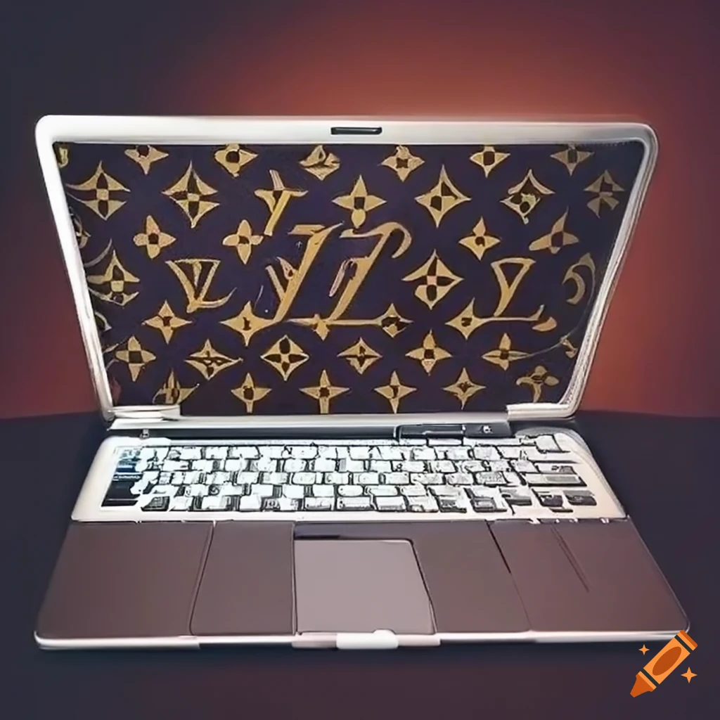 Louis Vuitton signature print on a MacBook laptop on Craiyon