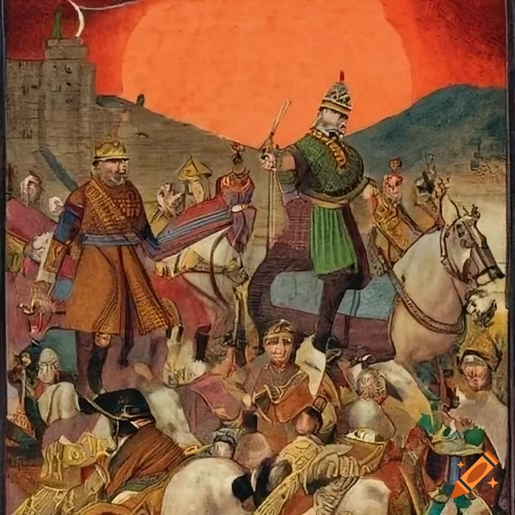 Depiction of Prince Igor's campaign on horseback on Craiyon