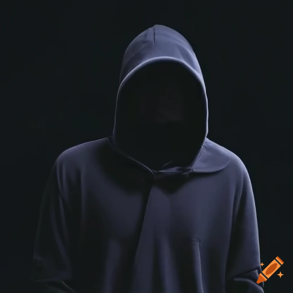 Portrait of a mysterious man wearing a hoodie on Craiyon