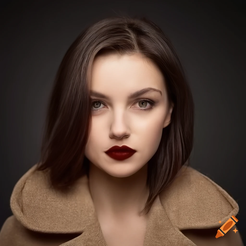 Portrait of a woman with a round face and big cheeks on Craiyon