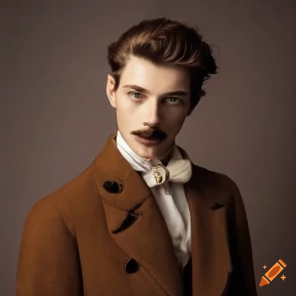 Portrait of a handsome man in 1900s fashion coat
