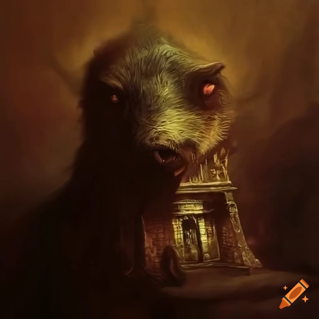 Painting of temple of fenrir the ferocious on Craiyon