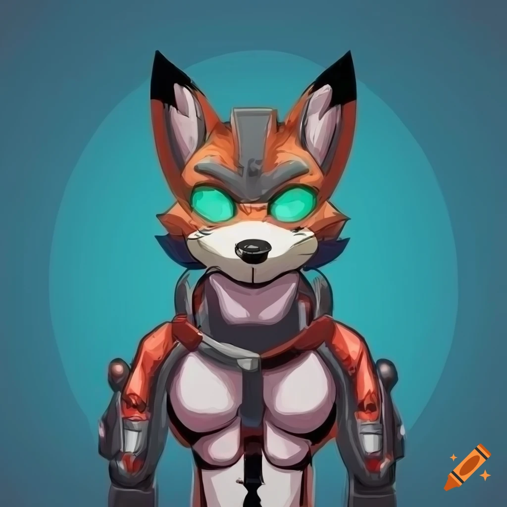 Vector art of a fox cyborg