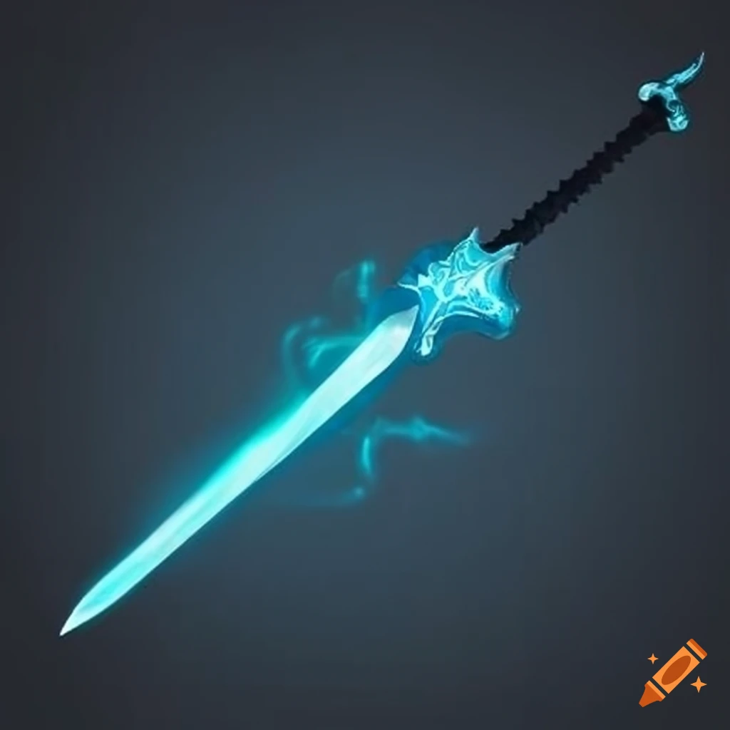 Pale blue glowing sword on Craiyon