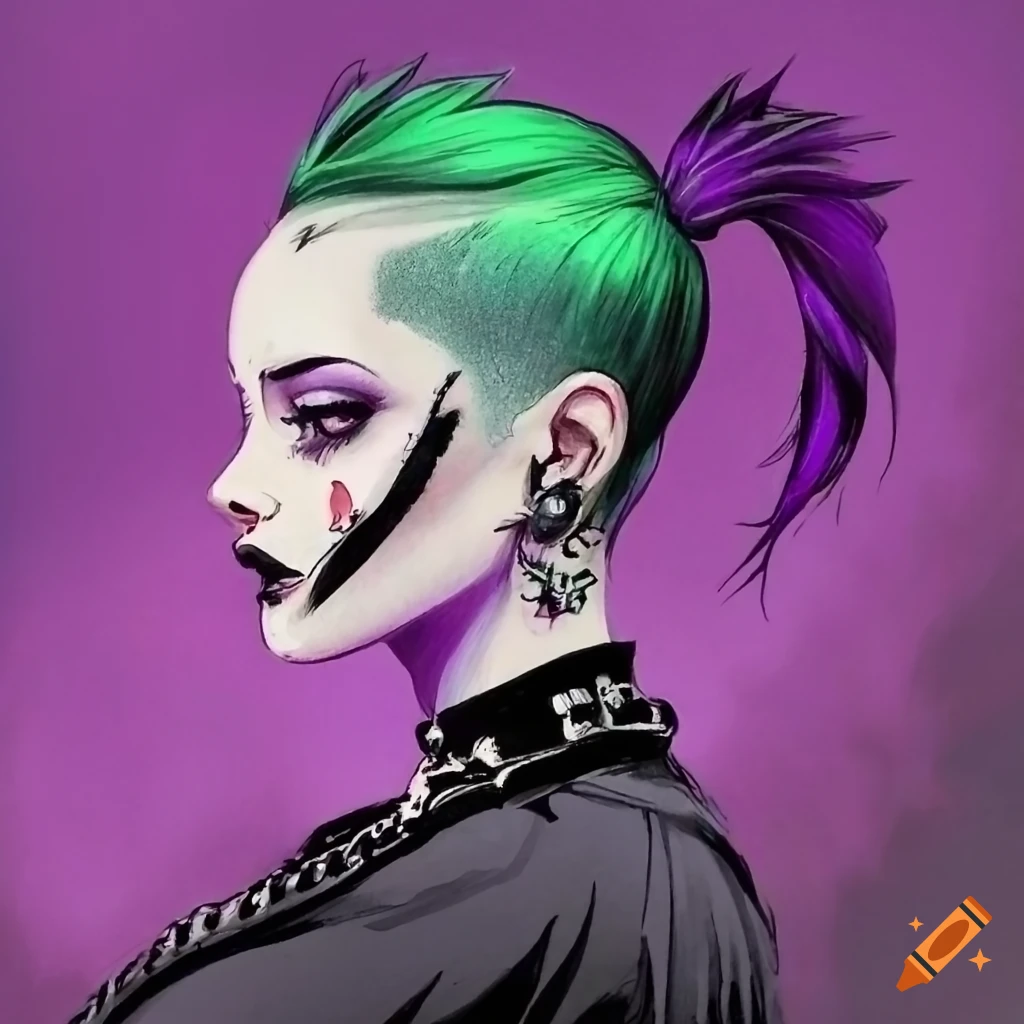 90's inspired horror comic art of a punk goth girl on Craiyon