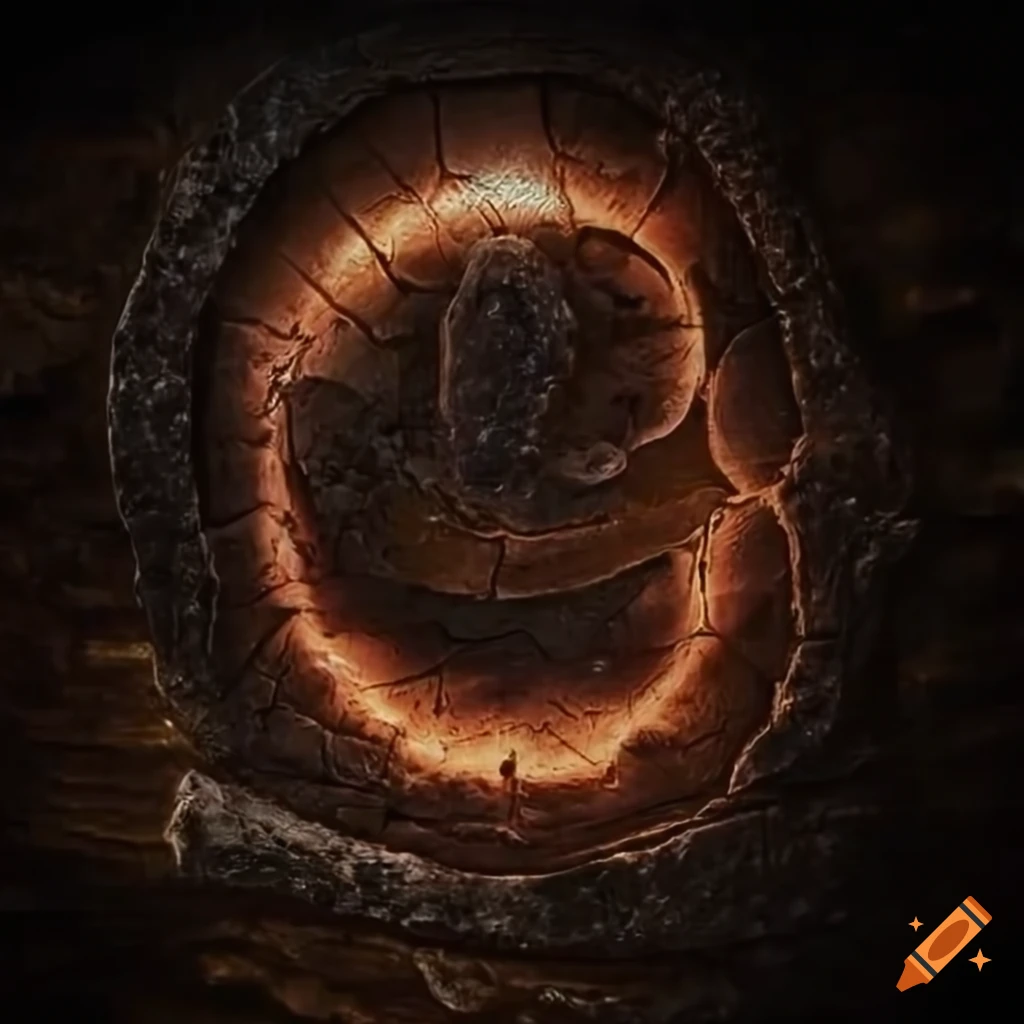 Engraved cryptic alphabet on a wet shale rock on Craiyon